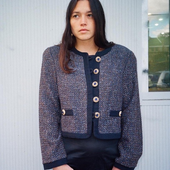 Leslie Fay | Jackets & Coats | Vintage Leslie Fay Purple Tweed Blazer ...